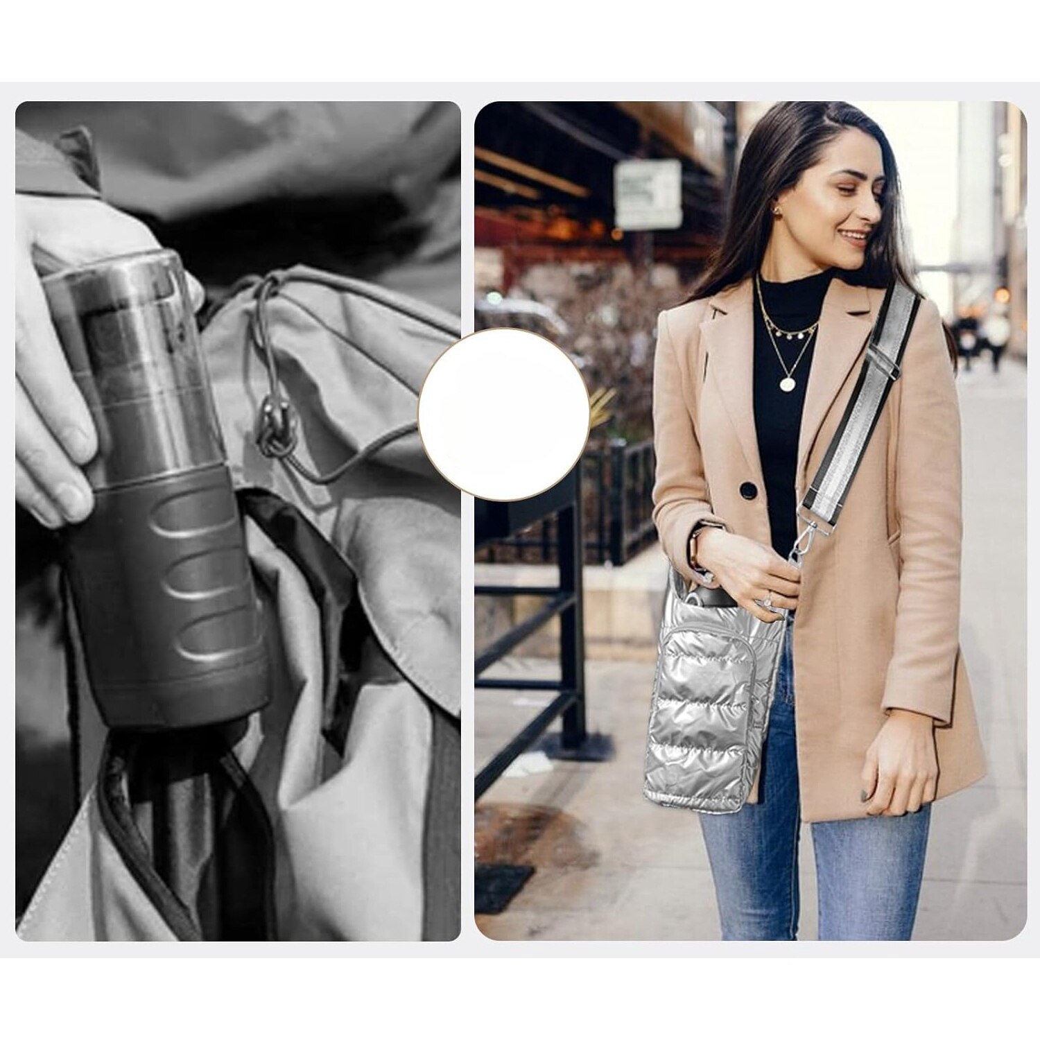 Husa termos, termo-izolant, argintiu, Portabil, elegant si versatil ...