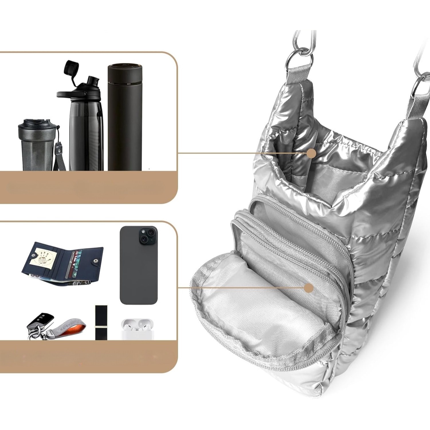 Husa termos, termo-izolant, argintiu, Portabil, elegant si versatil ...