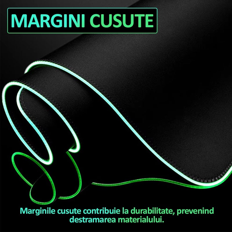Mousepad mare pentru tastatura si mouse NEXTLY, margini cu iluminare ...