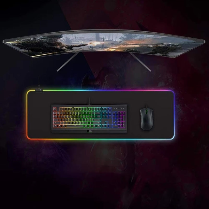 Mousepad mare pentru tastatura si mouse NEXTLY, margini cu iluminare ...