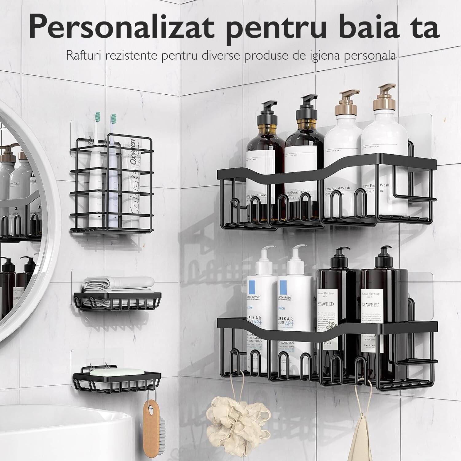 Raft de Dus, Baie si Bucatarie Set 5 Bucati, 2 Etajere, Topaqua ...