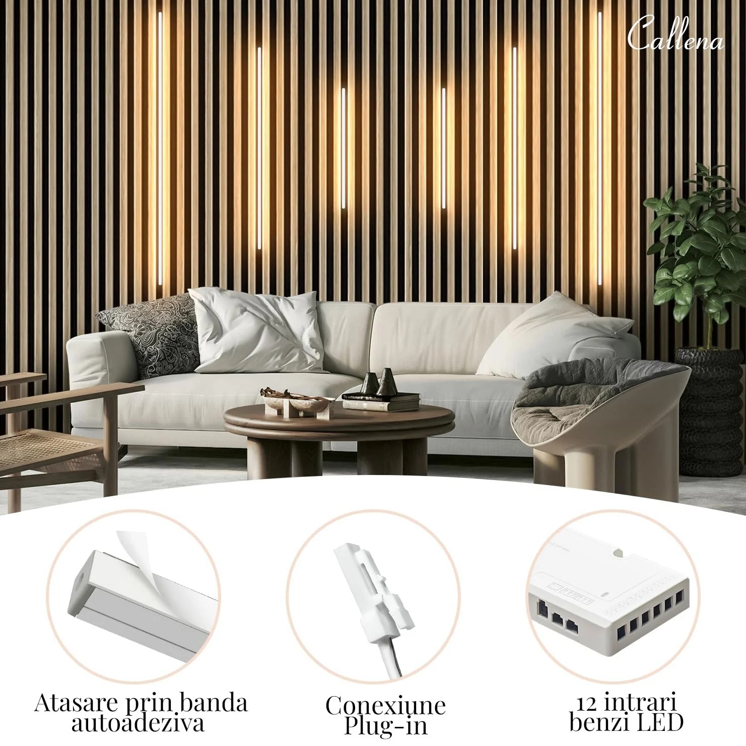 Profil LED cu banda LED incastrata, pentru riflaje, 60 cm, 4 W, 24V ...