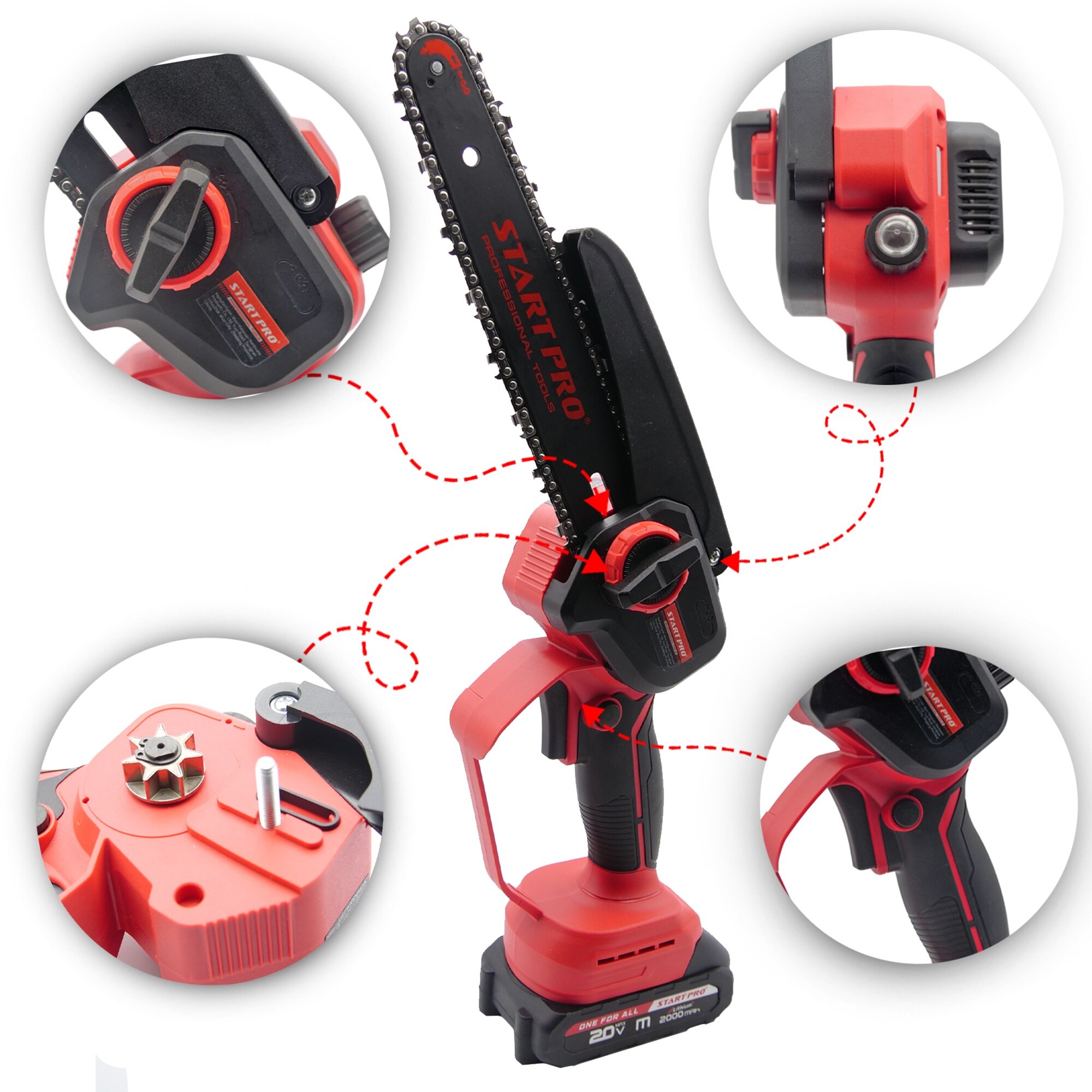 Mini ferastrau cu lant, StartPro SBS2-21/8MBX, Motor fara peri ...