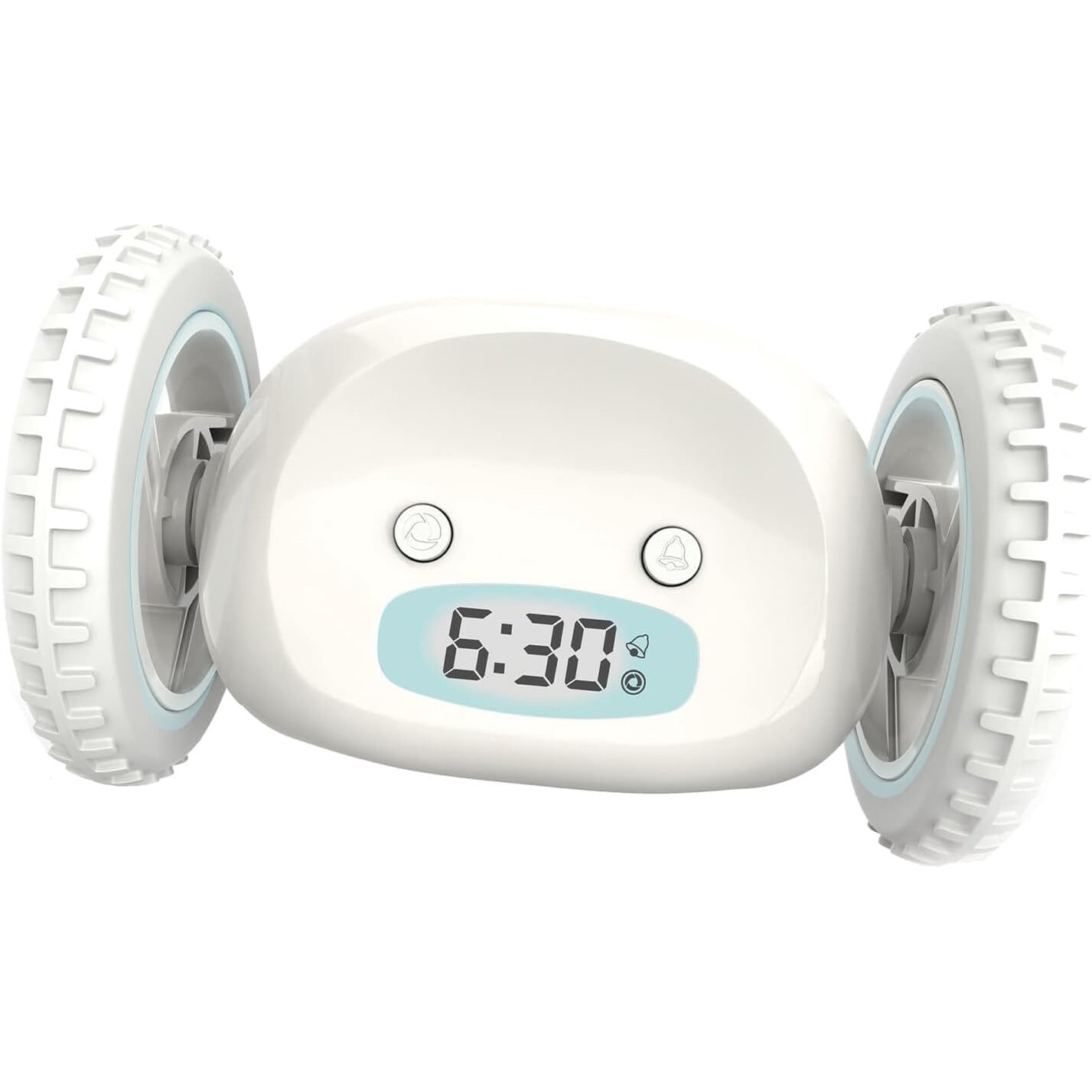 Ceas alarma pe roti Clocky, dimensiuni 5.2x3.5x3.5cm, iluminare de ...