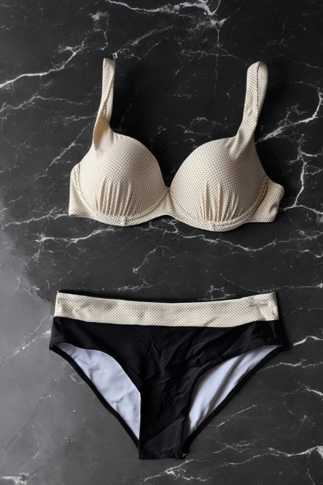 Costume de baie 2 piese, slip clasic, marime mare, negru/alb unt lm037 ...