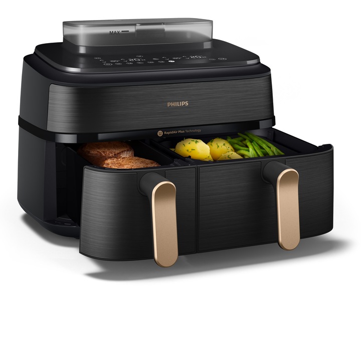 Friteuza dubla cu aer cald si abur Philips Airfryer Seria 5000 NA552/00 ...