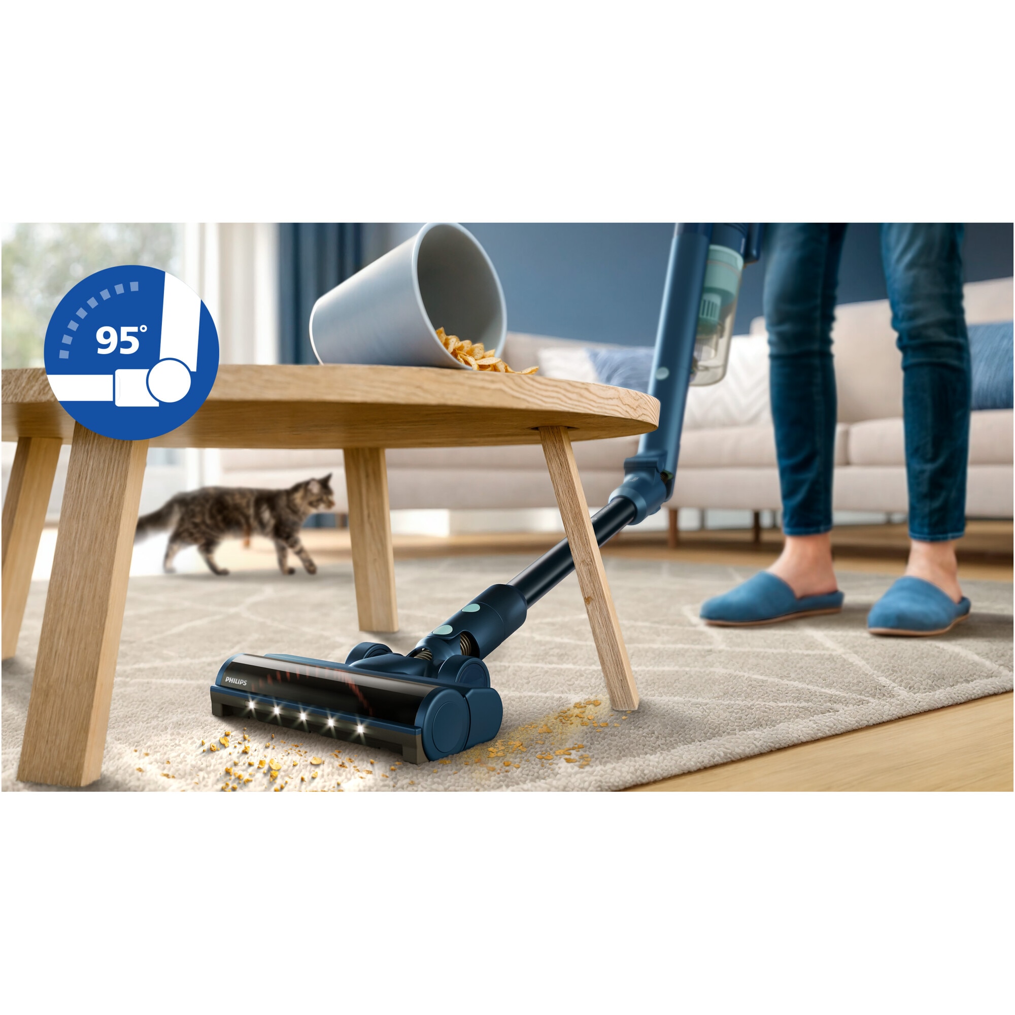 Aspirator vertical Philips Flex XC5244/10, Aqua, durata de functionare pana la 60 min ...