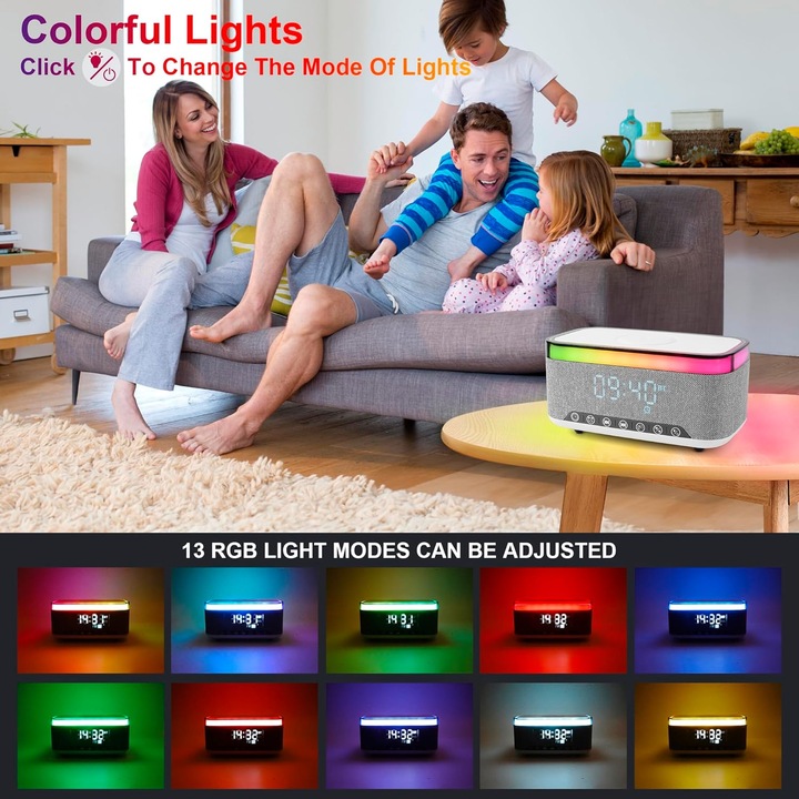 Ceas Digital Decorativ Multifunctional cu Boxa Bluetooth, Incarcare ...