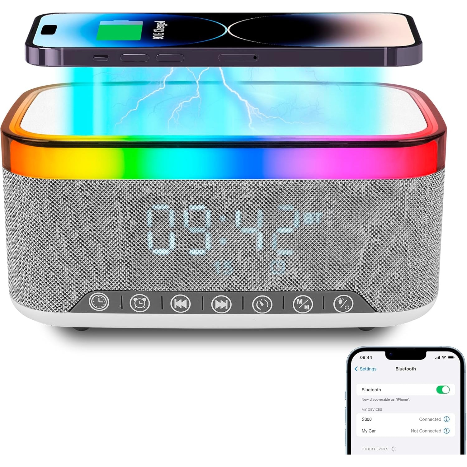 Ceas Digital Decorativ Multifunctional cu Boxa Bluetooth, Incarcare ...