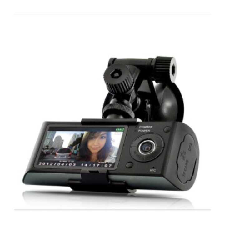 Camera auto DVR set cu doua camere, GPS Logger, G-Sensor, 2.7 inch ...