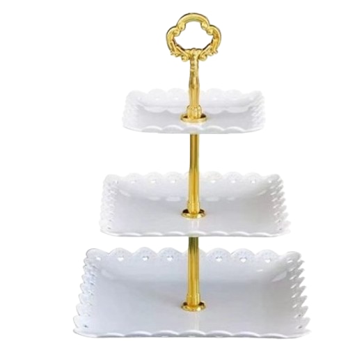 Fructiera etajata cu 3 nivele, PVC, 34x26x26cm, Patrata - eMAG.ro