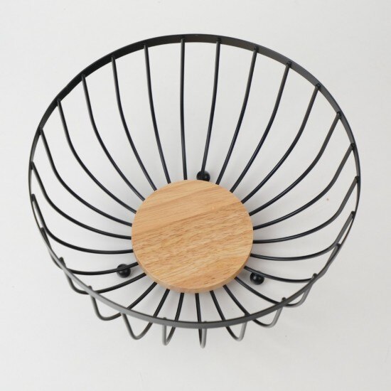Fructiera Metal+Bambus, 25x25x13 cm - eMAG.ro