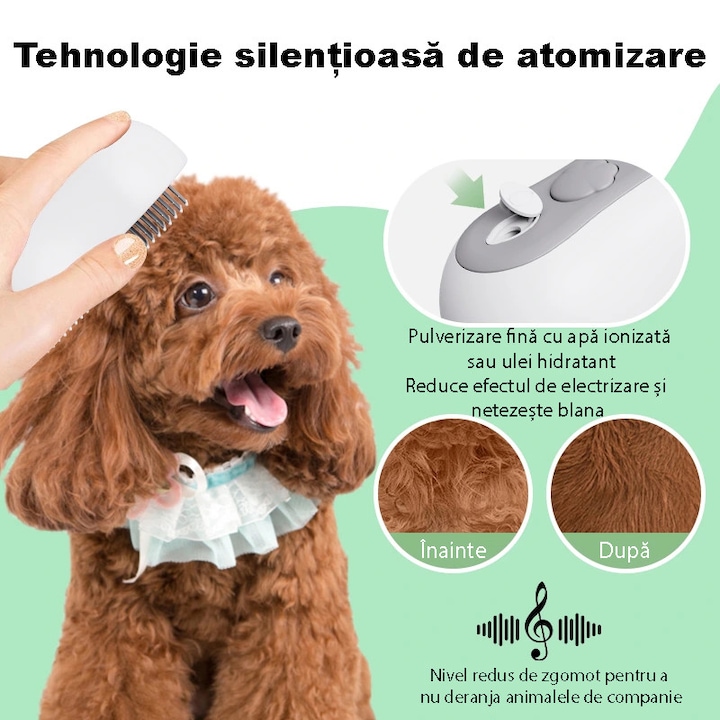 Perie cu Abur 3 in 1 pentru Animale de Companie Miraza, Peri Curbati ...