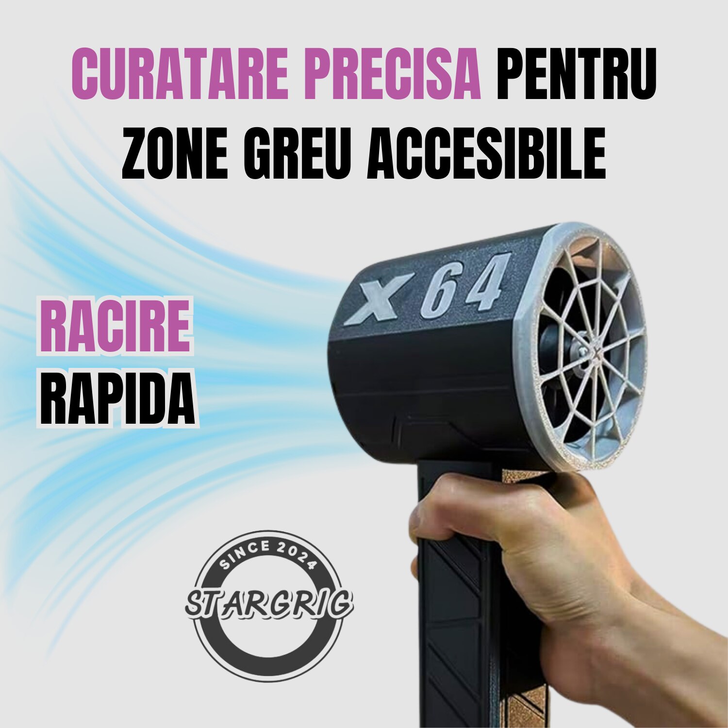 Suflanta Aer Comprimat Portabila STARGRIG®, Turbo Fan, 180000 RPM, Putere Suflare 1400G ...