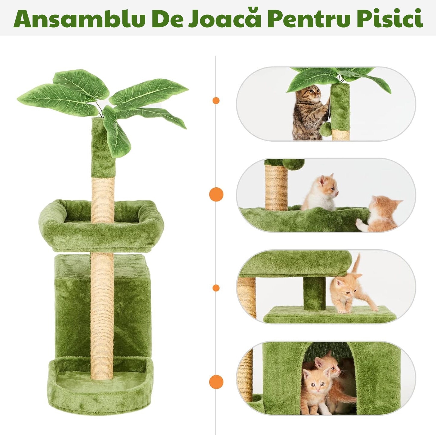 Ansamblu de joaca pentru pisici, Fish & Paws ®, cu o bila suspendata ...