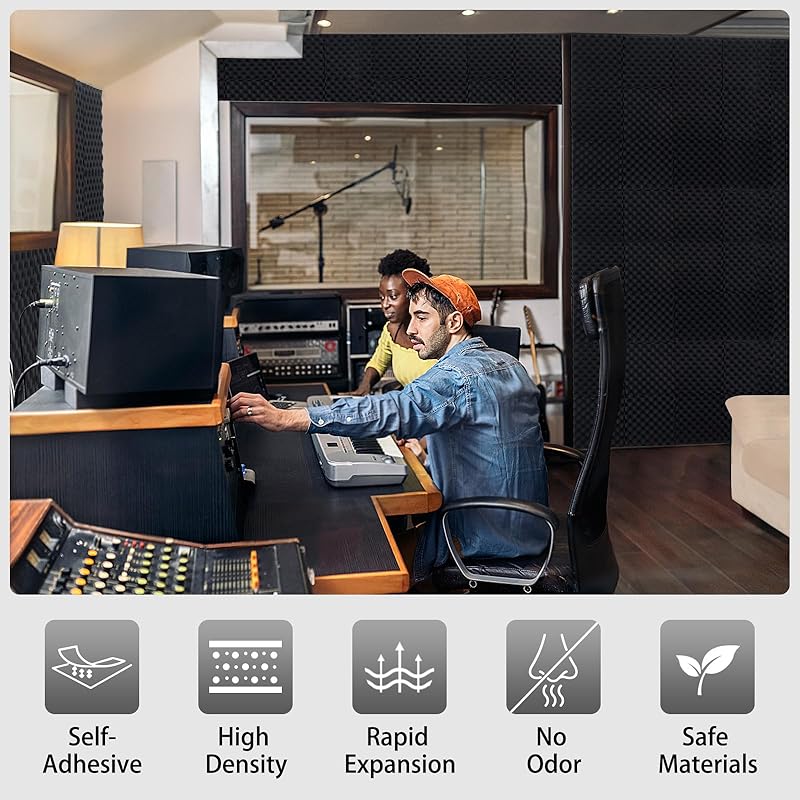 Pachet de 24 panouri de spuma insonorizate pentru perete, panouri ...