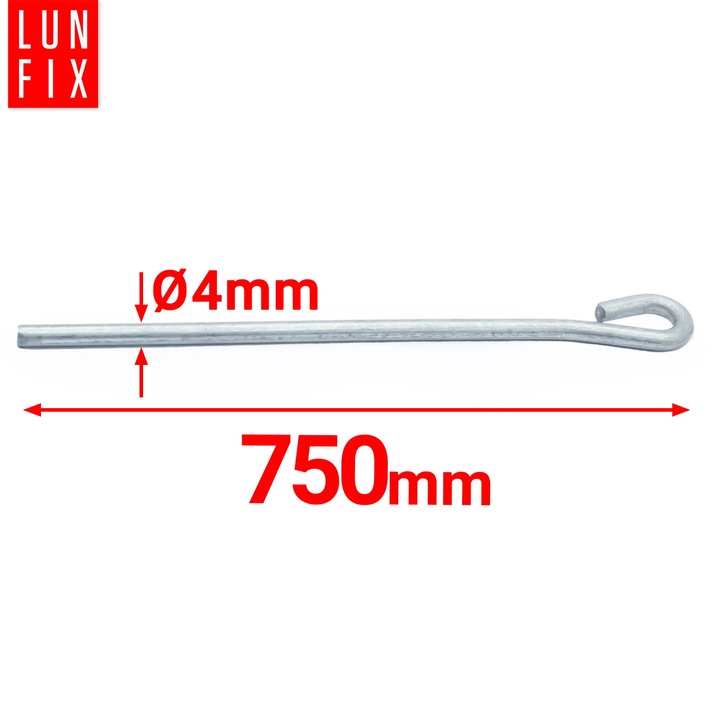 Tija de fixare cu ochi, Lun Fix, 750mm, 4mm, argintiu - eMAG.ro