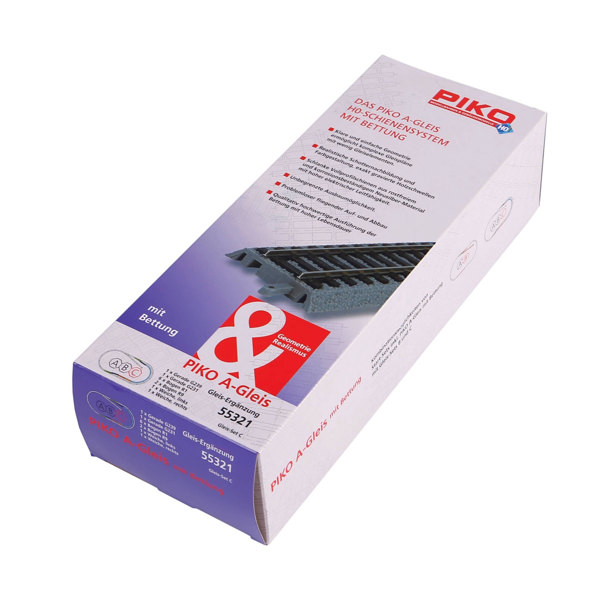 Set de extensie sine setul C, H0, Piko A-gleis cu terasament, 55321 ...
