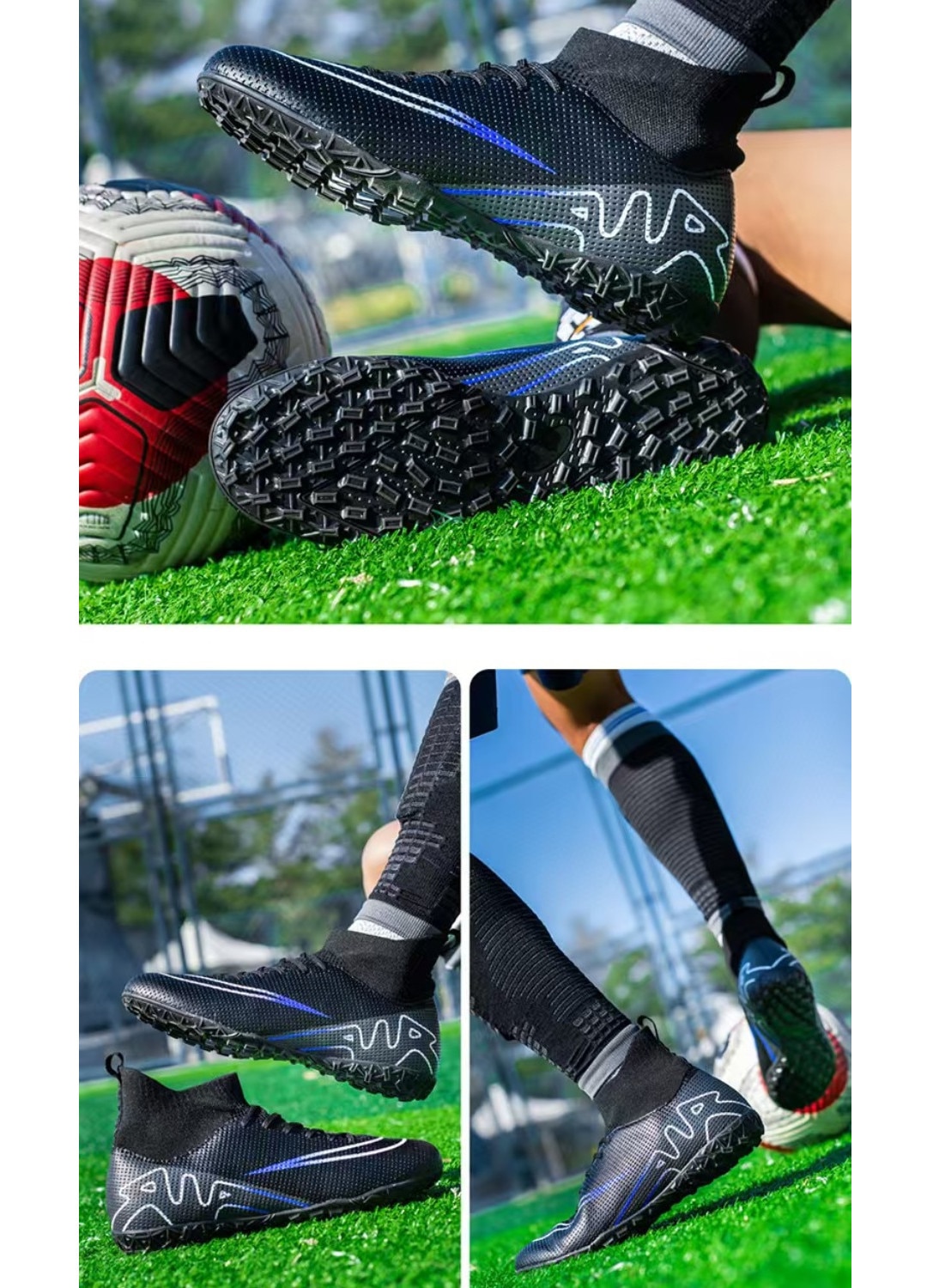 Pantofi fotbal, poliuretan, negru, 40EU - eMAG.ro