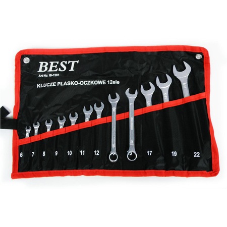 Set chei fixe si inelare 6-22 mm 12 piese, chei satinare CR-V in husa ...