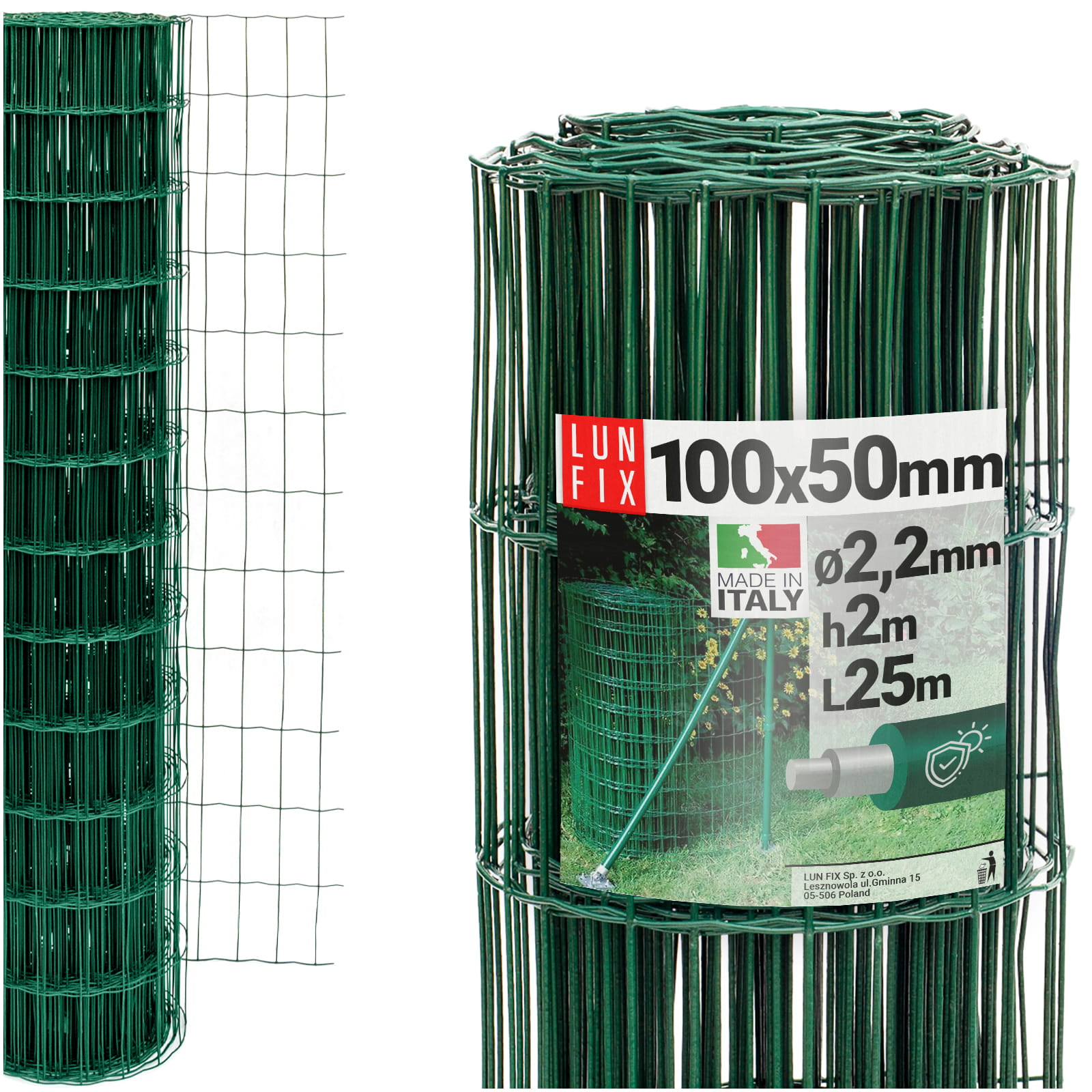 Plasa de garduri, 200cm, 100x50mm, verde, 25m, PVC Lun Fix (O00039 ...