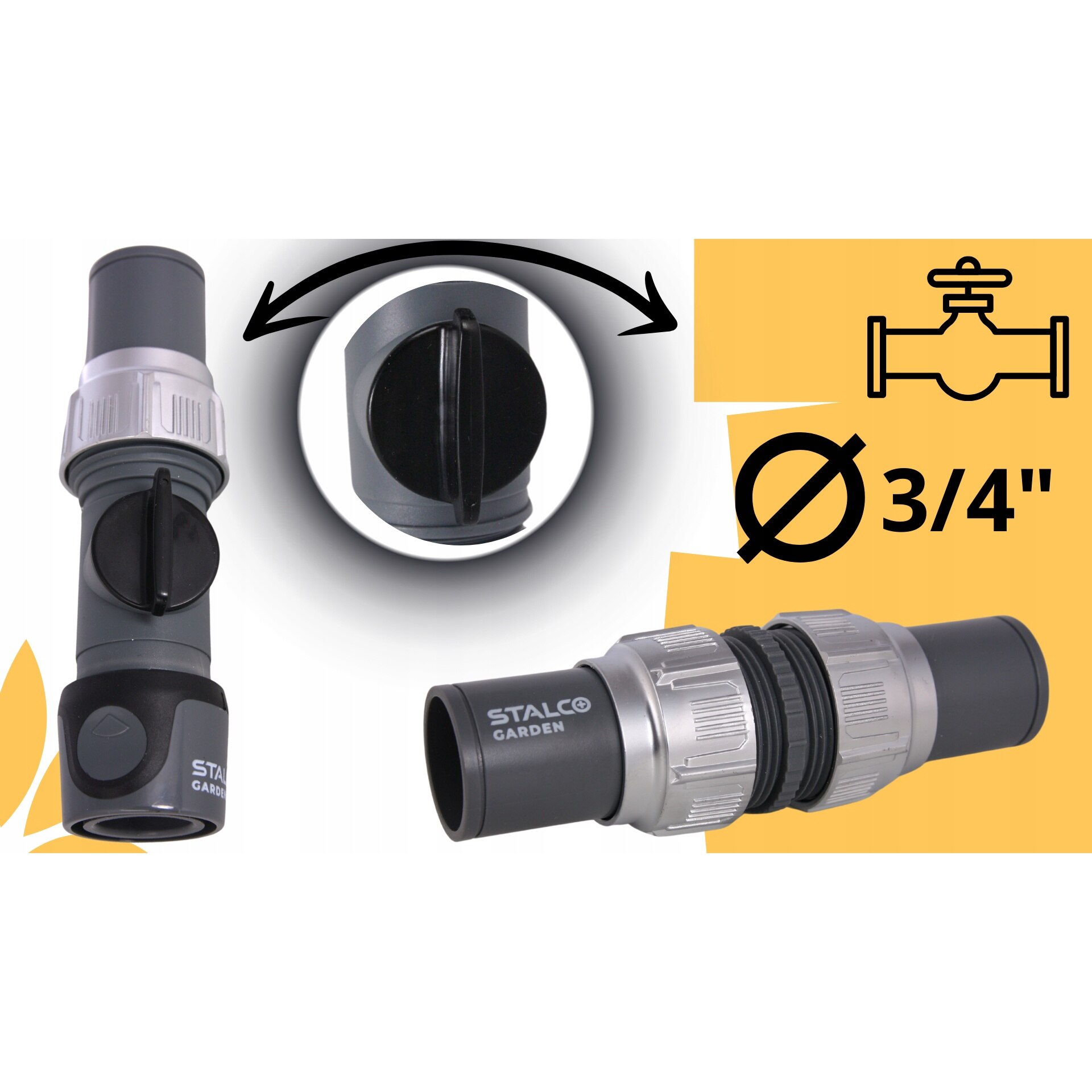 Robinet de gradina, Fara marca, 3/4", Conector rapid cu supapa de ...