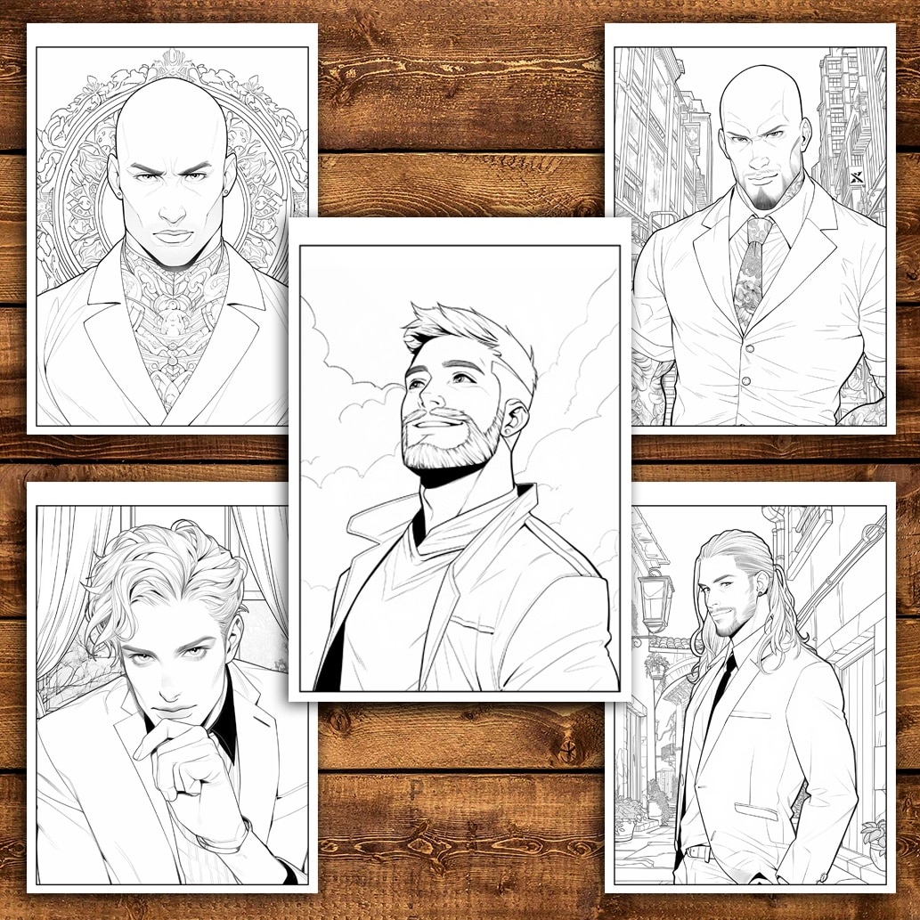 Carte de colorat antistres, 50 de ilustratii Barbati Atragatori, 106 ...