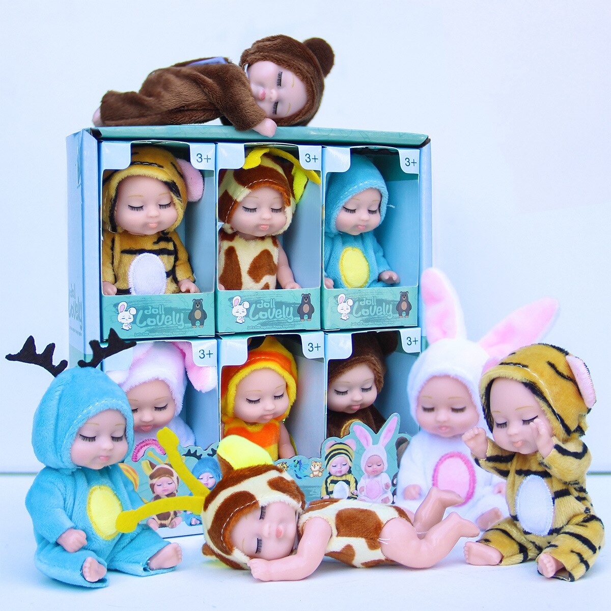 Set de 6 bucati de papusi realiste renascute, VPUINEFE, stil animal ...