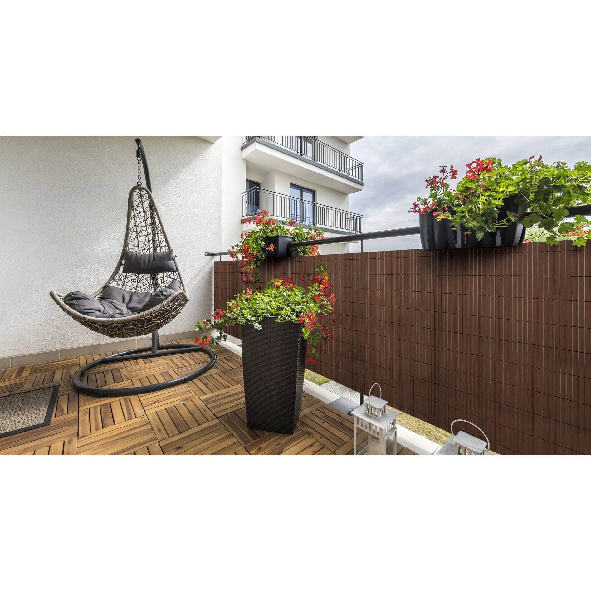 Paravan pentru balcon/terasa, PVC, 1.4x3m, maro - eMAG.ro