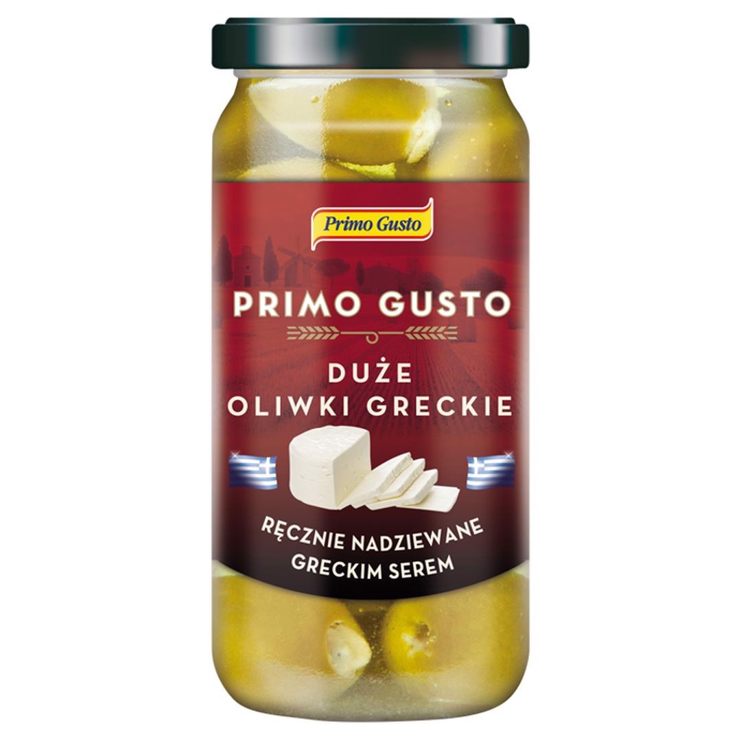 Masline grecesti mari Primo Gusto umplute manual cu branza greceasca ...