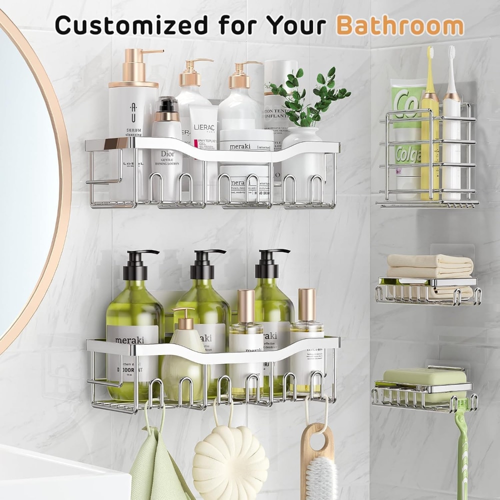 Raft de dus, etajera colt pentru baie, pentru depozitare in bucatarie ...