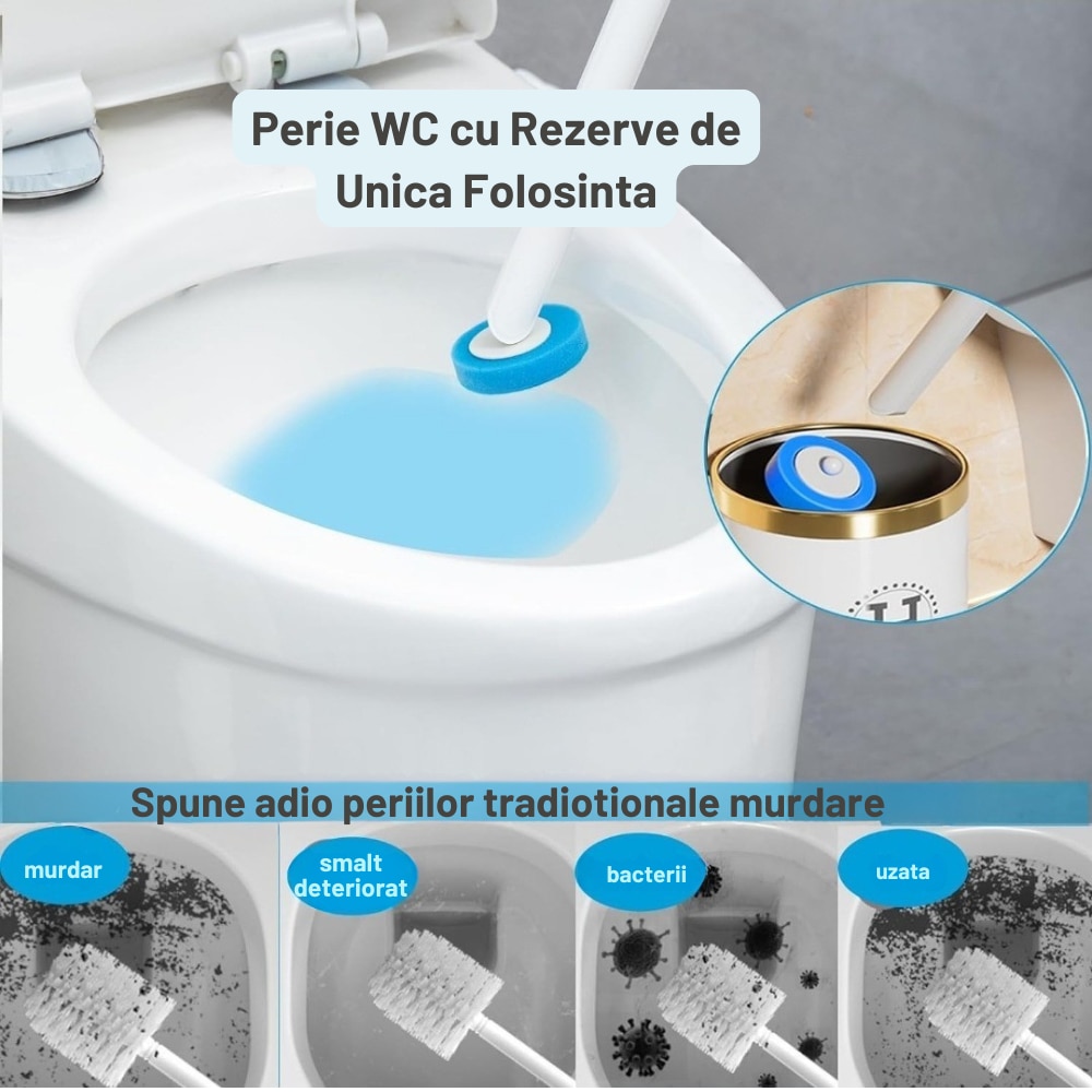 Perie WC cu Rezerve de Unica Folosinta, Deschidere si Inchidere ...