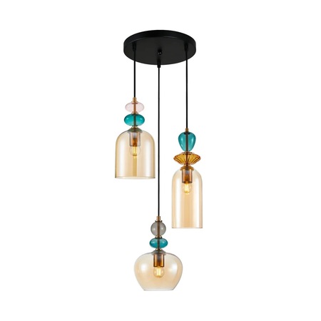 Pendul decorativ BUSCO, Italux, sticla multicolora, 3xE27 40W, O39,5 cm ...