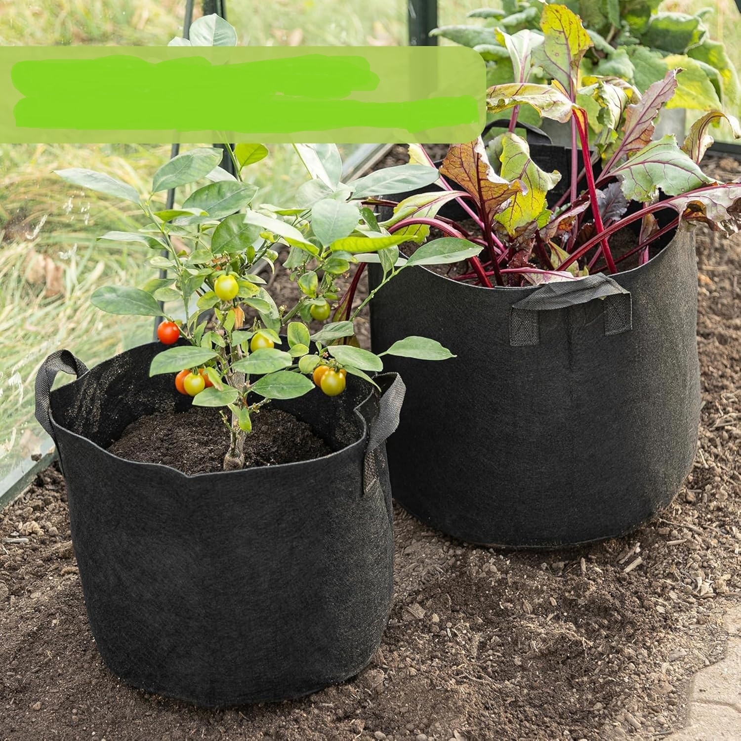 Set 4 saci pentru plante, BeGreat, 20 L, cu manere, pentru gradinarit ...