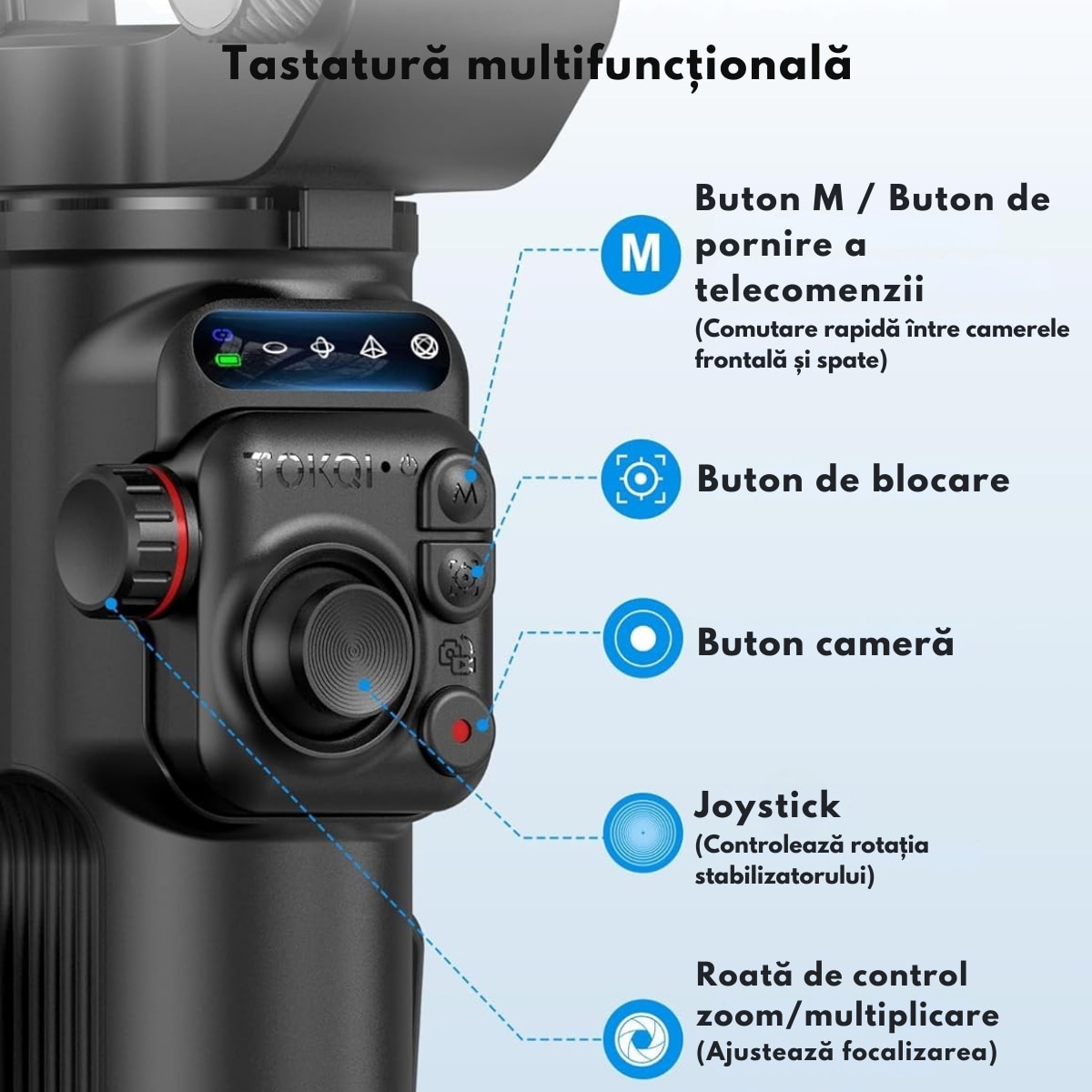Stabilizator pentru telefon si GoPro, cu telecomanda detasabila ...