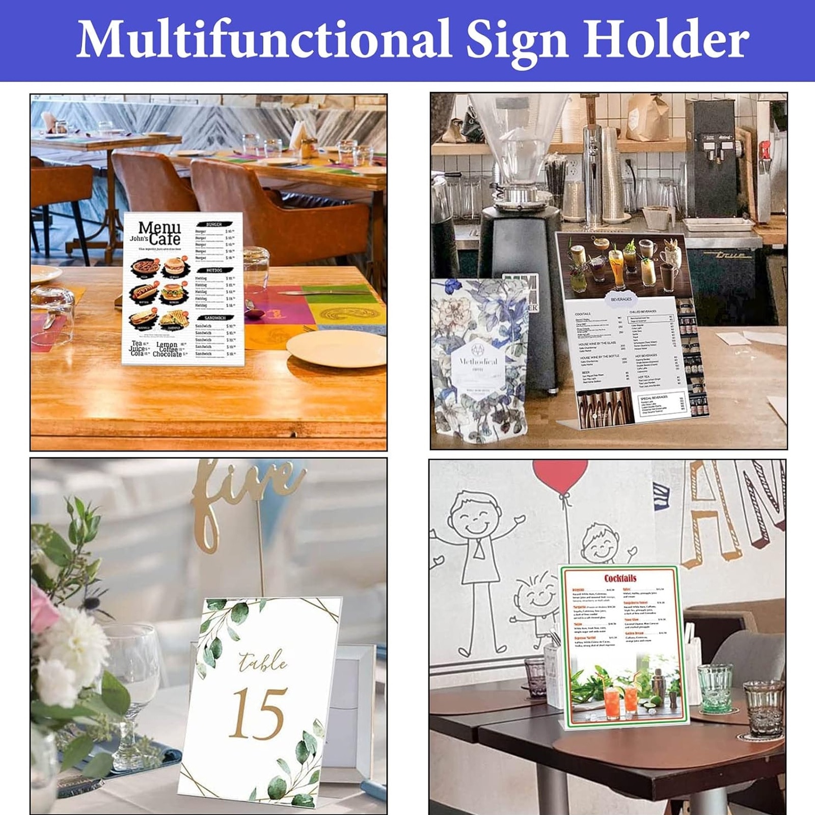 Set 6 Suport de afisare transparent cu doua laturi, Suporturi afise ...