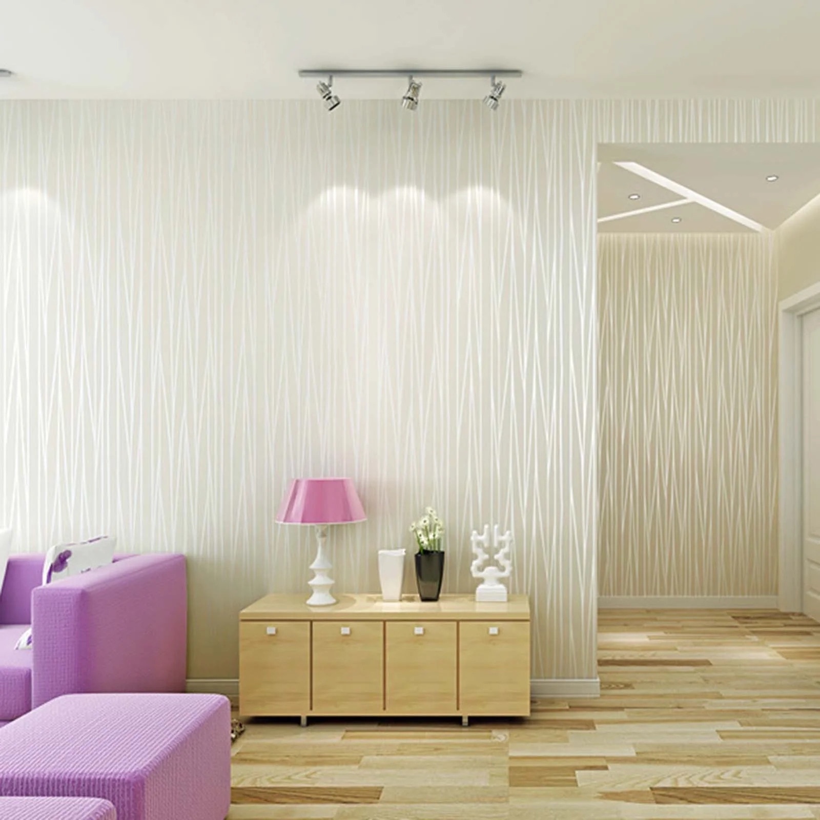 Tapet modern texturat cu dungi stralucitoare, 53x910cm, pentru dormitor ...
