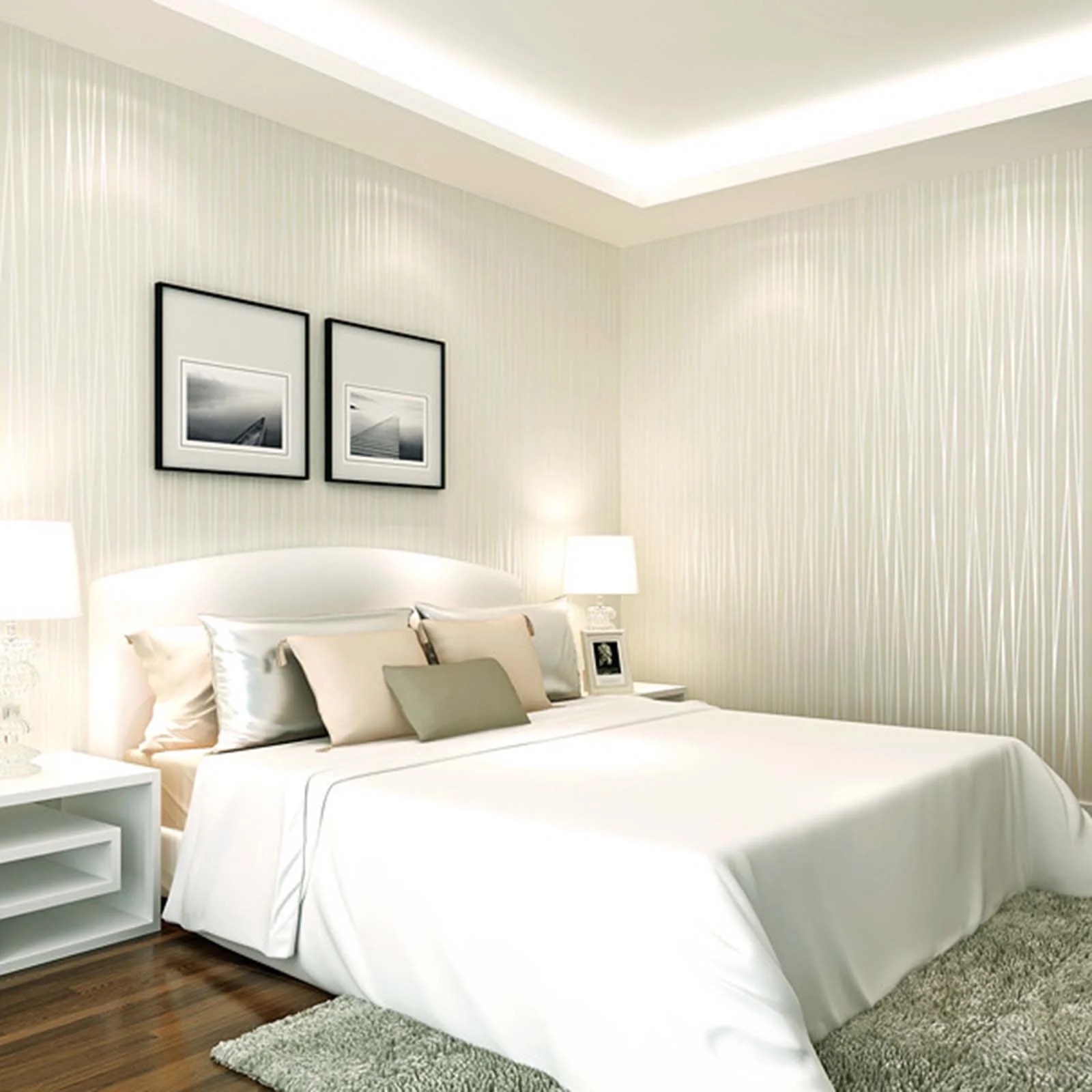 Tapet modern texturat cu dungi stralucitoare, 53x910cm, pentru dormitor ...