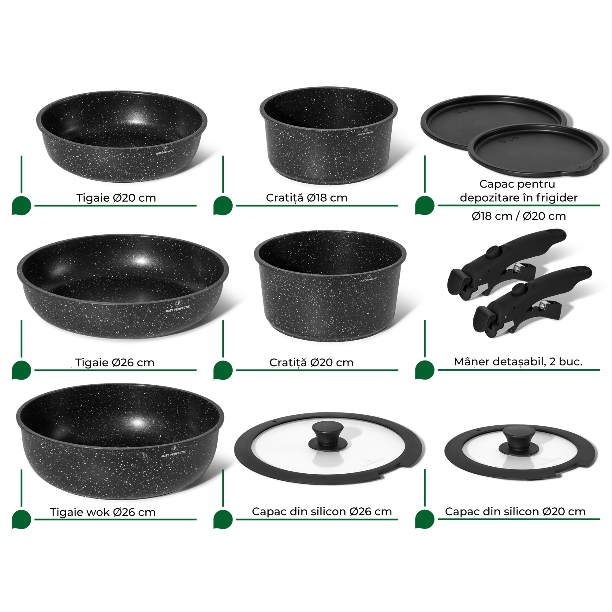 Set De Oale JUST PERFECTO - 11 Piese - Set Gatit Cu Capac - Set De Oale ...