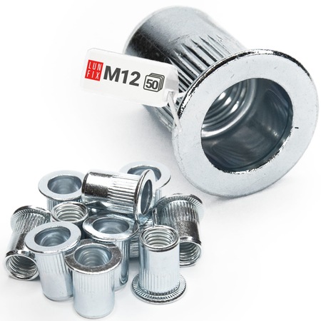 Set 50 piulite cu nituri, Lun Fix, M12, otel, argintiu - eMAG.ro