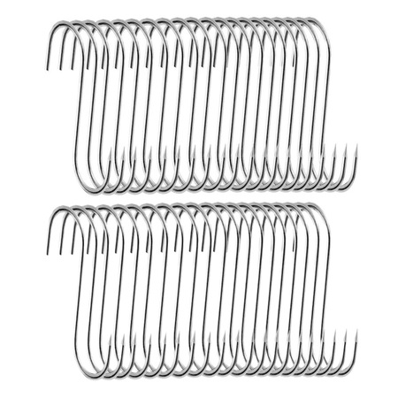Set 50 carlige pentru suspendat carnea, tip S, otel inoxidabil, 12 cm ...