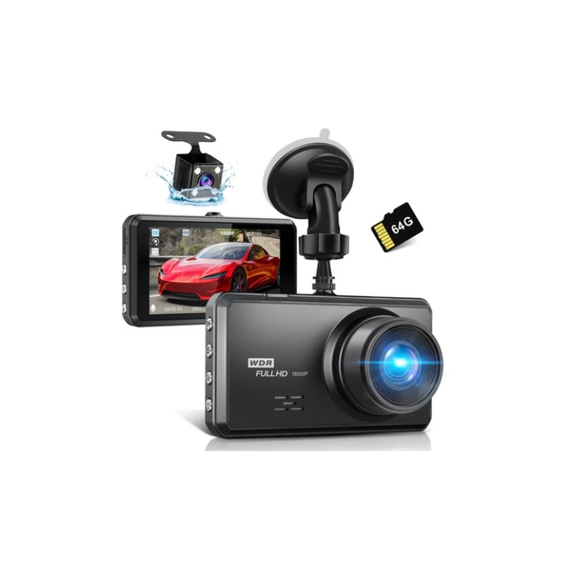 Camera auto, cu inregistrare 2.5k + 1080p, fata si spate, negru - eMAG.ro