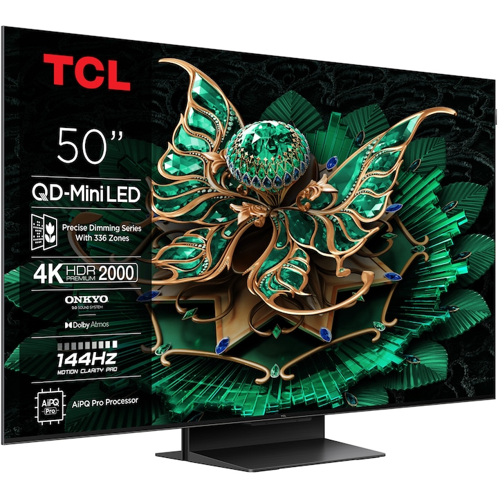 Televizor TCL MiniLed 50C7K, 126 cm, Smart Google TV, 4K Ultra HD, 100Hz, Clasa F (Model 2025 ...