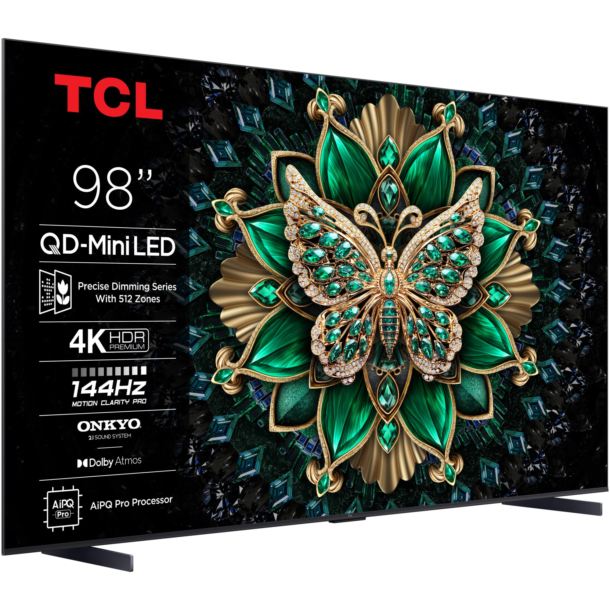 Телевизор TCL MiniLed 98C6K, 98" (248 см), Smart Google TV, 4K Ultra HD, 100Hz, Клас E (Модел ...