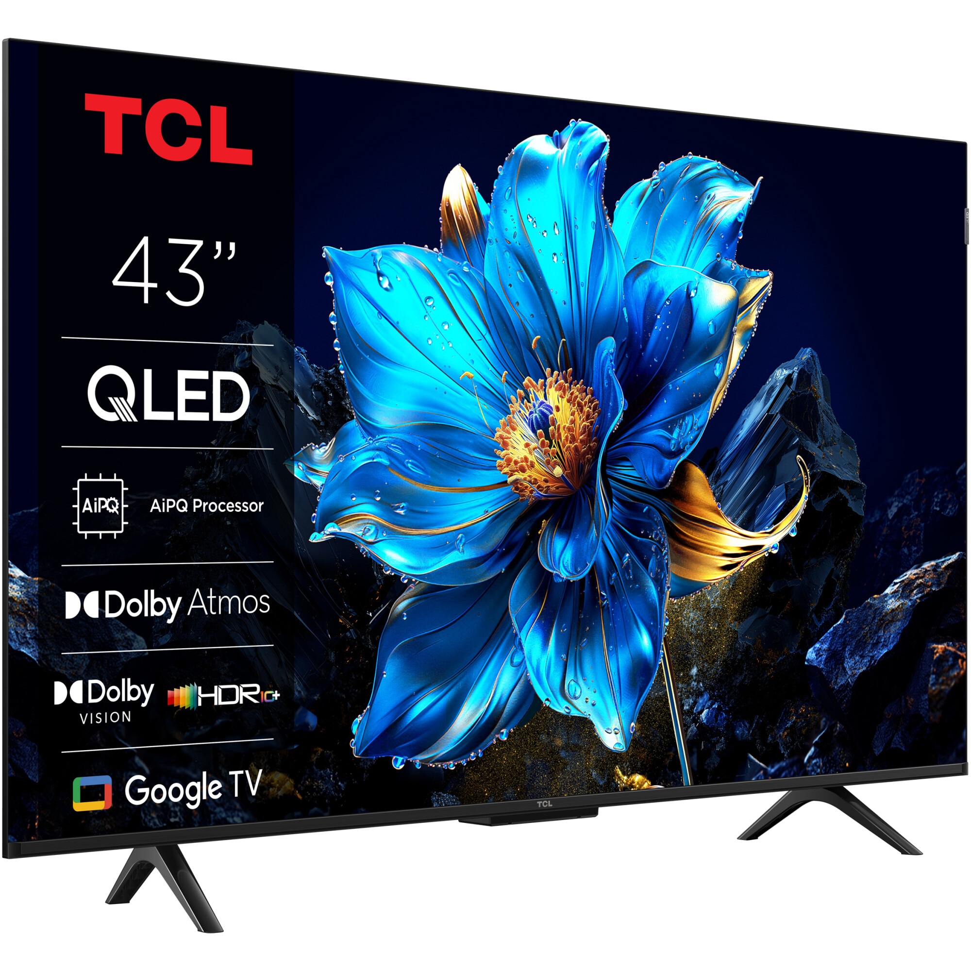 Televizor TCL QLED 43P7K, 108 cm, Smart Google TV, 4K Ultra HD, Clasa F ...