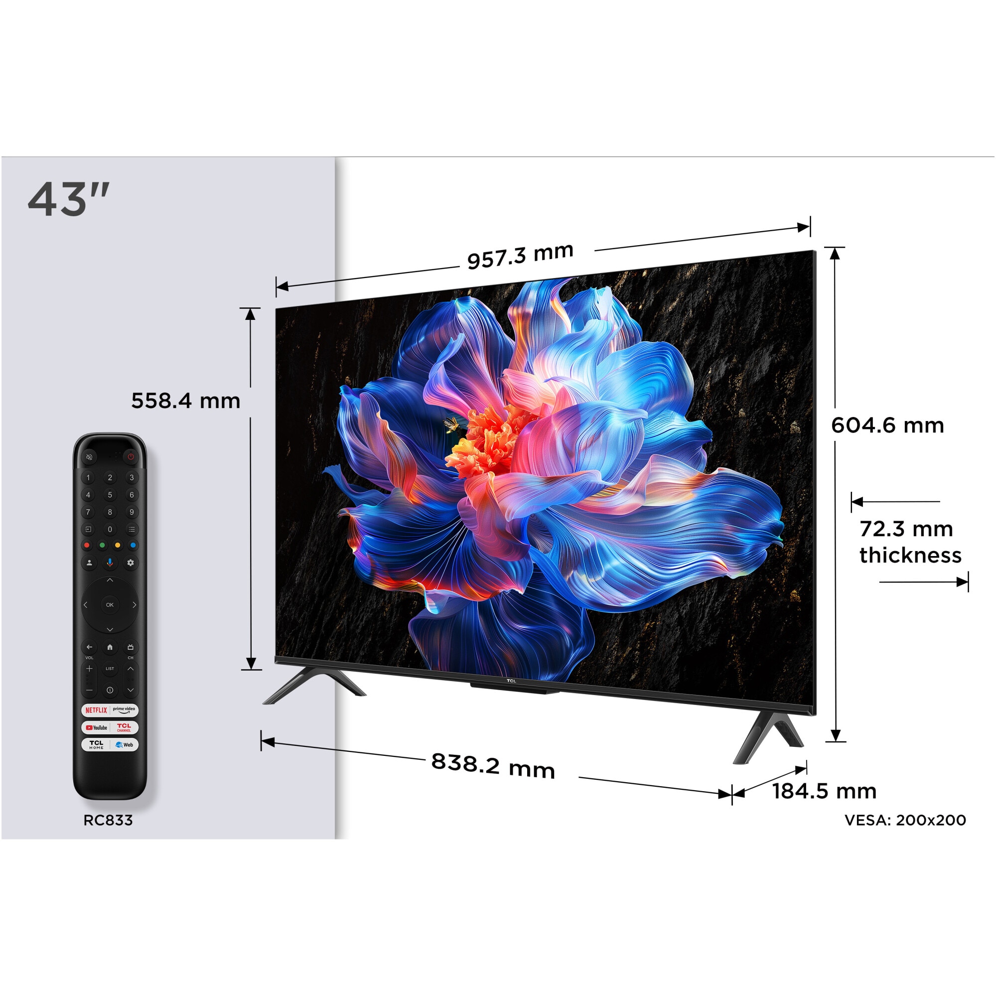 Televizor TCL LED 43P6K, 108 cm, Smart Google TV, 4K Ultra HD, Clasa F (Model 2025) - eMAG.ro