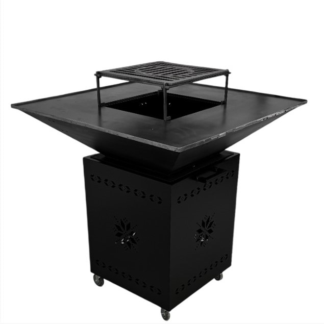 Fire Pit, Gratar cu plita 95x 95 cm din otel 10 mm pe lemne, pentru ...