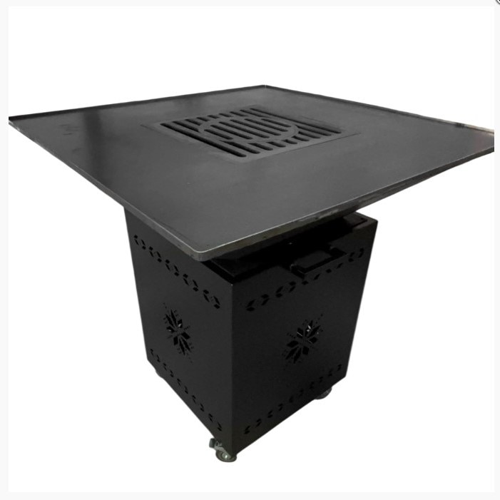 Fire Pit, Gratar cu plita 95x 95 cm din otel 10 mm pe lemne, pentru ...