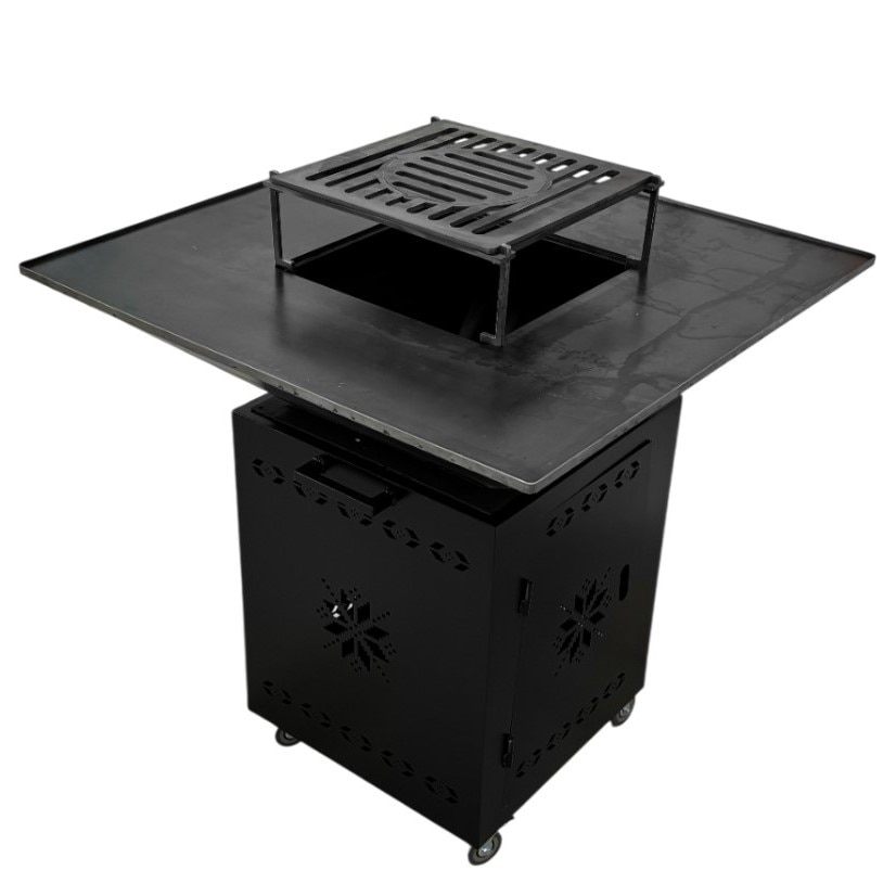 Fire Pit, Gratar cu plita 95x 95 cm din otel 10 mm pe lemne, pentru ...