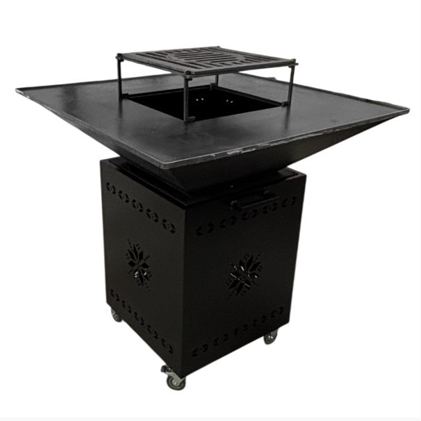 Fire Pit, Gratar cu plita 95x 95 cm din otel 10 mm pe lemne, pentru ...